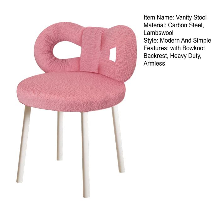 Chaise Dossier papillon, Tabouret de Coiffeuse,Rose, 37x37x68cm ...