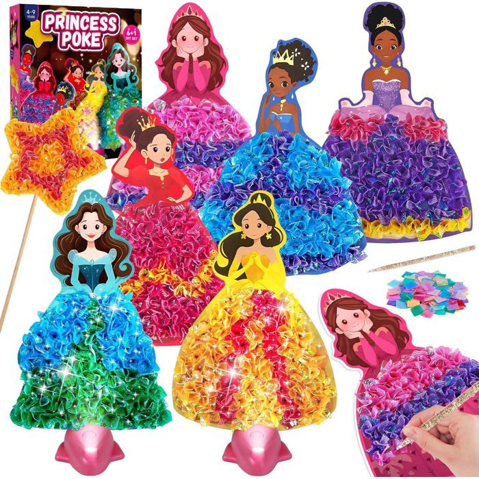 Poke Art Kit de Bricolage pour Enfants avec Base LED, Princesse DIY Kit ...