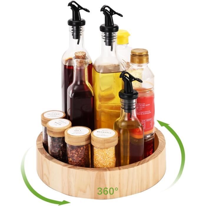 Lazy Susan Organiseur De Plateau Tournant En Bois - Étagère À Épices Rotative Avec Roulement À ...