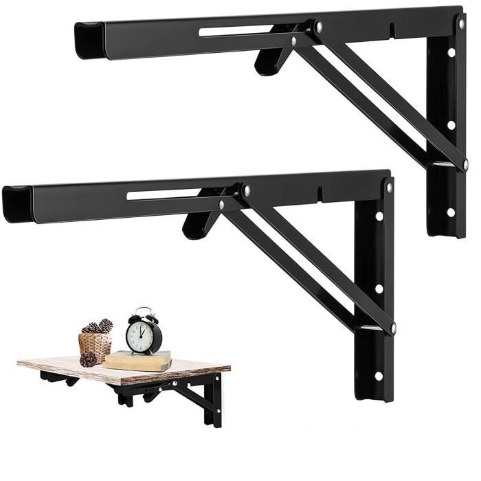 Support Équerre - 2Pcs - Noir - 450x170mm - Acier - Pliable Charge ...