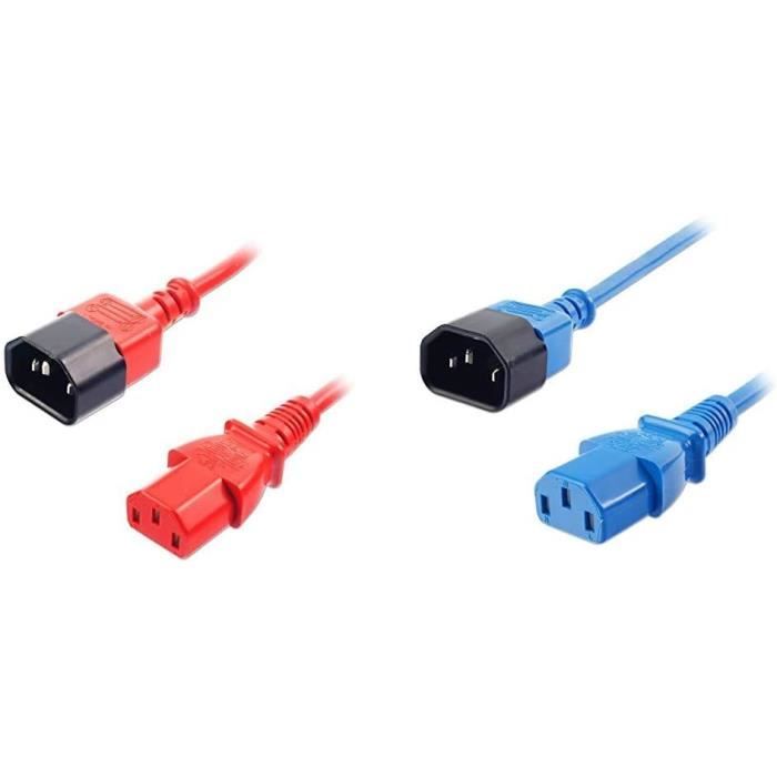 Rallonge Iec, Rouge, 2M & Rallonge Secteur, Bleu, 2M[u851] - Cdiscount ...