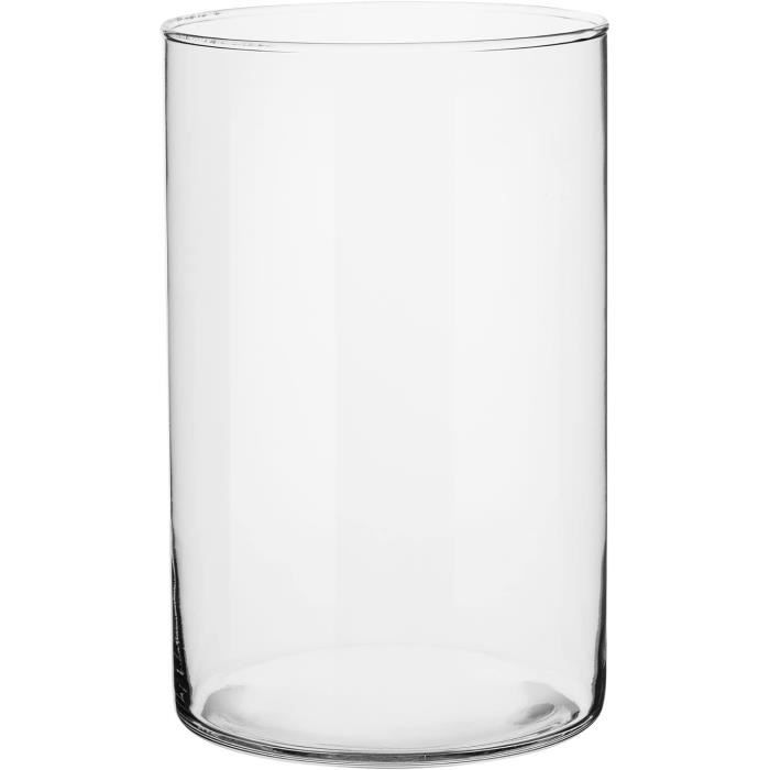 Vase Decoratif 21.5 Cm Grand Transparent Haut Cylindrique En Verre Pour ...