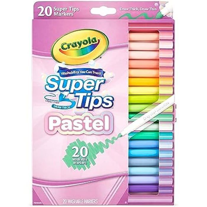 Feutres Lavables - CRAYOLA - Pastel Super Tips - Pointe Conique Double ...