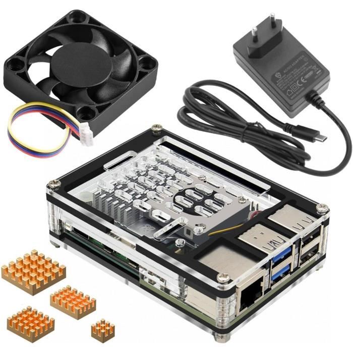 Boîtier pour Raspberry Pi 5 – Basic Case Edition, bloc d'alimentation ...