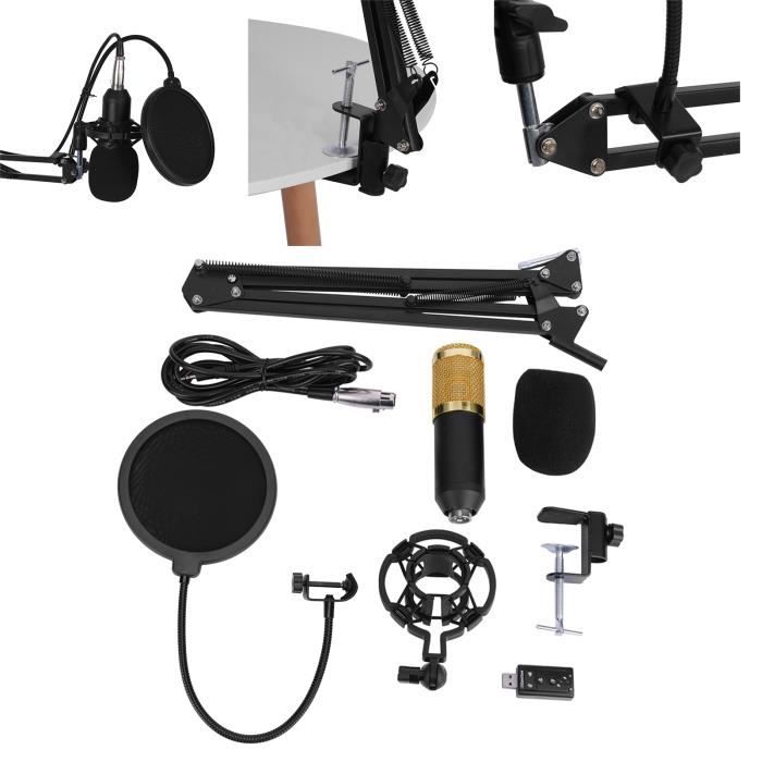 Microphone + support + cadre anti vibration - Mothinessto - Noir - Acier inoxydable et plastique ...