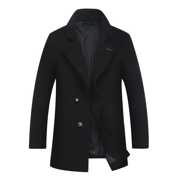SIMPLE FLAVOR Parka Homme Mode Couleur Pure Rev... Noir Noir ...