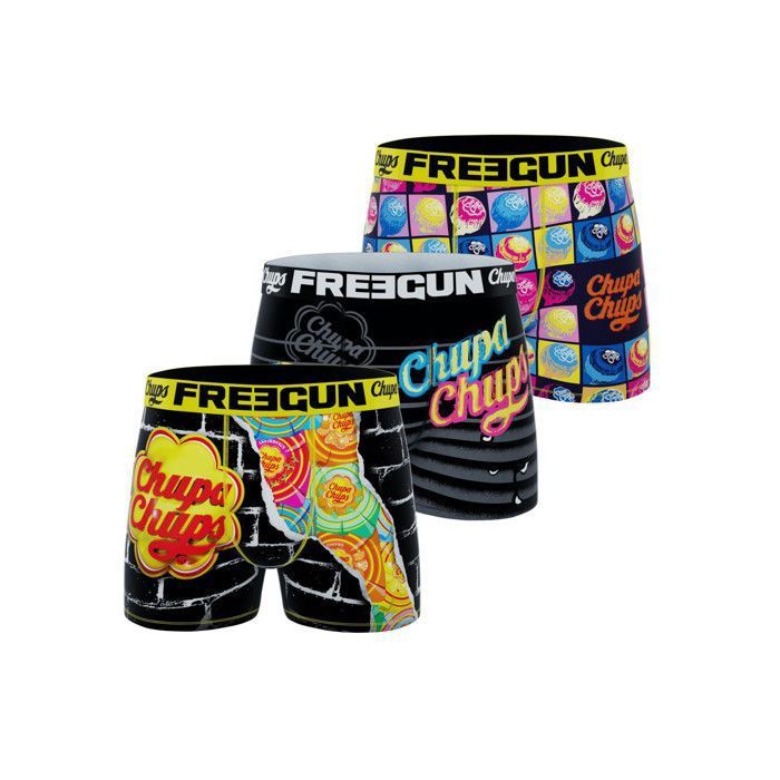 Freegun Boxer Homme CHUPA CHUPS, Caleçon Homme - Jaune (Lot de 3) Jaune ...