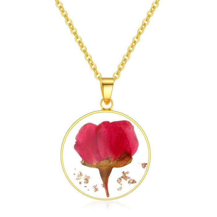 Collier de fleurs sauvages pressées à la rose Colliers personnalisés ...
