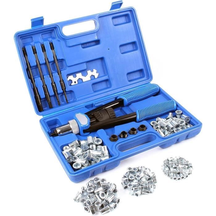Riveteuse TRAHOO - Pince À Riveter Jeu 5 Mandrins - 150 Écrous À Sertir ...