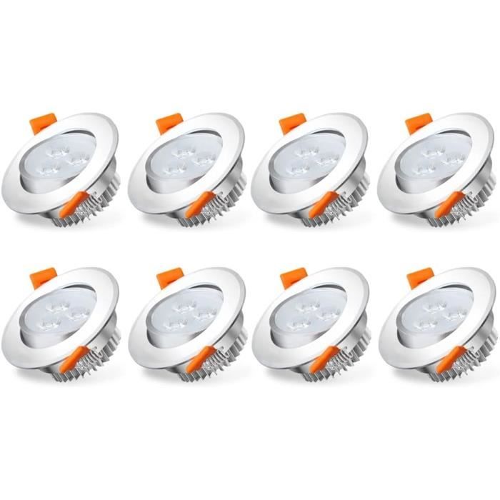 8x Spots Encastrables 3w 230v 245lm 3500k Blanc Chaud Ultra Plat