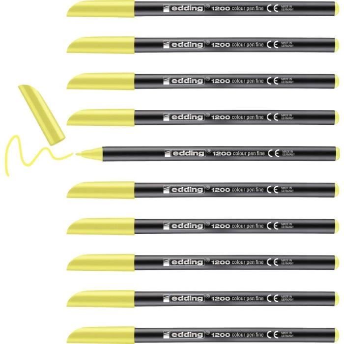1200 Feutre De Coloriage Pointe Fine - Jaune Fluorescent - 10 Stylos ...