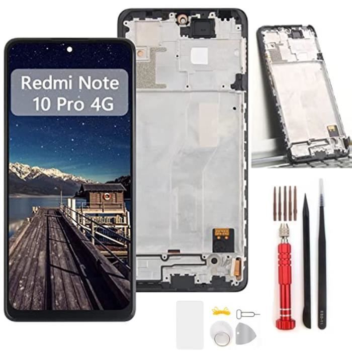 Ecran LCD Xiaomi Redmi Note 10 Pro 4G Noir avec Assemblage Cadre + Outil Red 8 (Boîte en bois ...