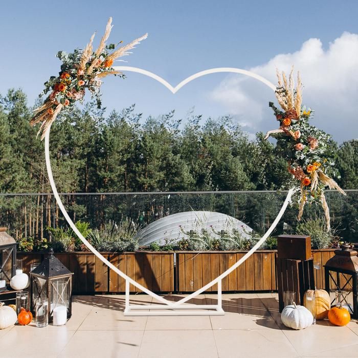 Arche en forme de cœur, Support de fond, Chic moderne, Blanc, Blanc ...