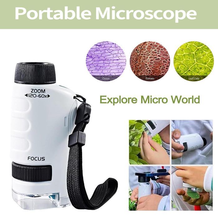 Microscope de Poche pour Enfants, Pocket Microscope Portable avec LED ...