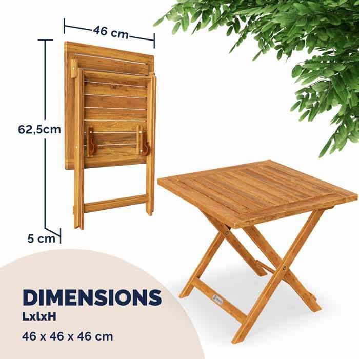CASARIA® Table basse pliante en bois d'acacia 46x46cm Table d'appoint ...