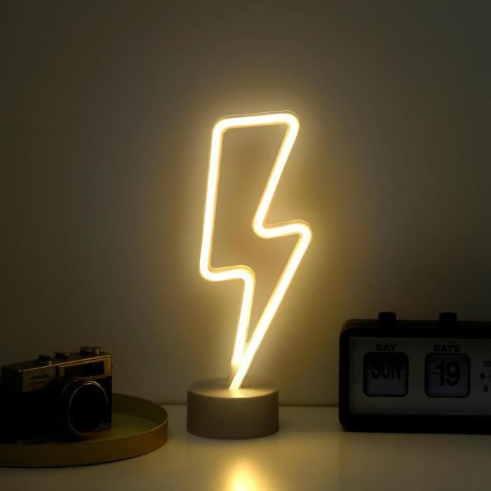 Pack De 2 Eclair Et Planète - Néons Led, Lampe De Bureau Néon Pour ...