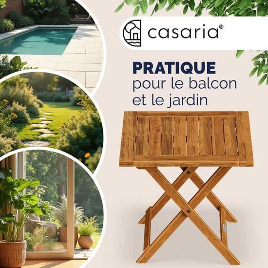 CASARIA® Table basse pliante en bois d'acacia 46x46cm Table d'appoint ...