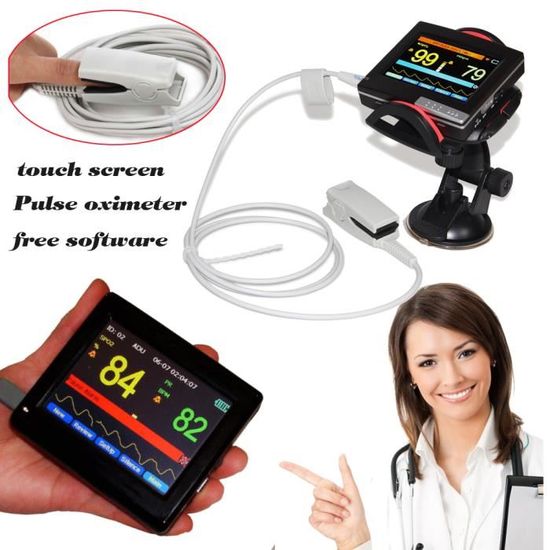 Moniteur d'oxygène du sang d'oxymètre de pouls d'écran tactile SPO2, PR ...