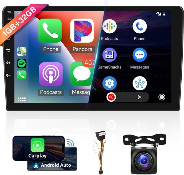 Android Autoradio Double Din avec sans Fil Apple Carplay Android Auto écran Tactile 9 Pouces 2 ...
