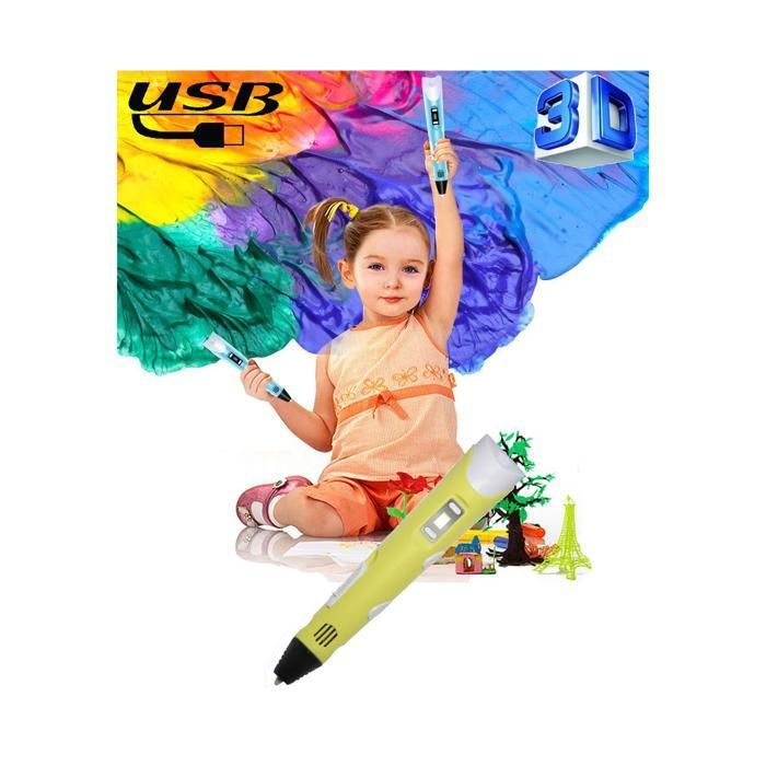 Stylo d'impression 3D portatif Doodle Printer Dessin 3 couleurs PLA ...