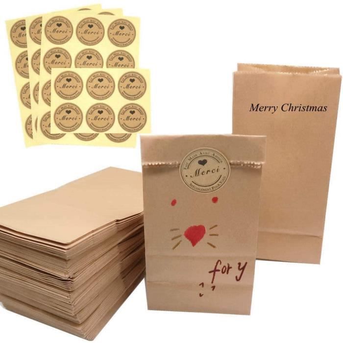 40 Sac en Papier Kraft,Sachet Papier Kraft avec 40 Merci Étiquettes ...