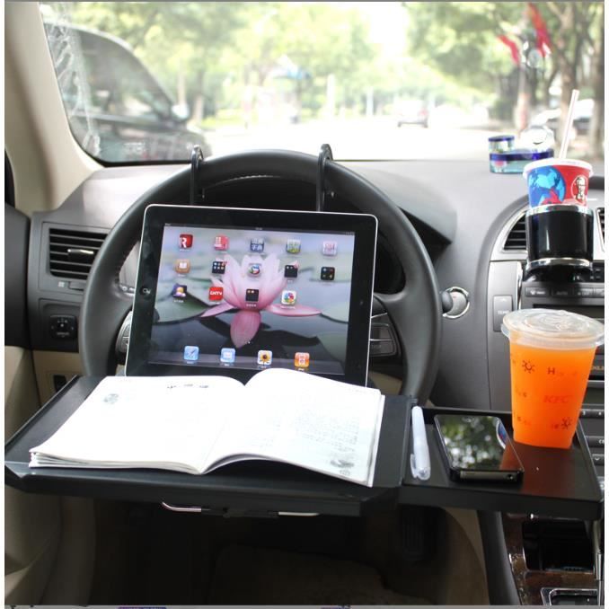 Car mounted drawer, steering wheel, computer rack, work desk, chair ...