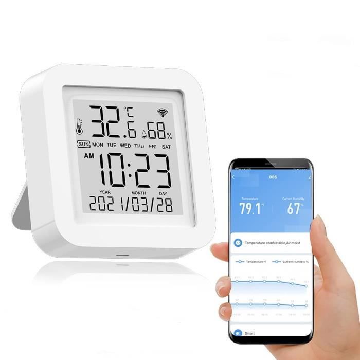 Thermomètre Hygromètre Wi-Fi, Capteur Avec Lcd Numérique Écran Avec ...