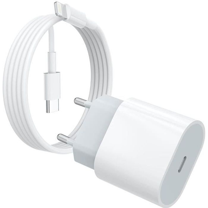 Chargeur Rapide - Apple - 20W - USB C - Câble 1M - Compatible iPhone 14 ...