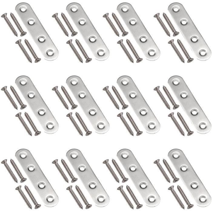 Lot de 12 supports d’angle plats, plaques d’assemblage métalliques ...