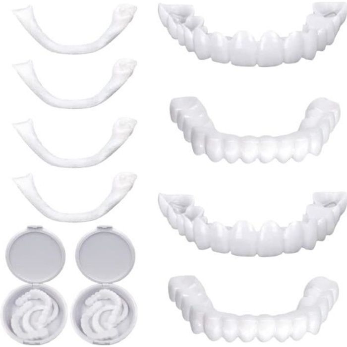 2 Paires Faux Dentier Sourire Parfait, Dent Provisoire Fausse Dent ...