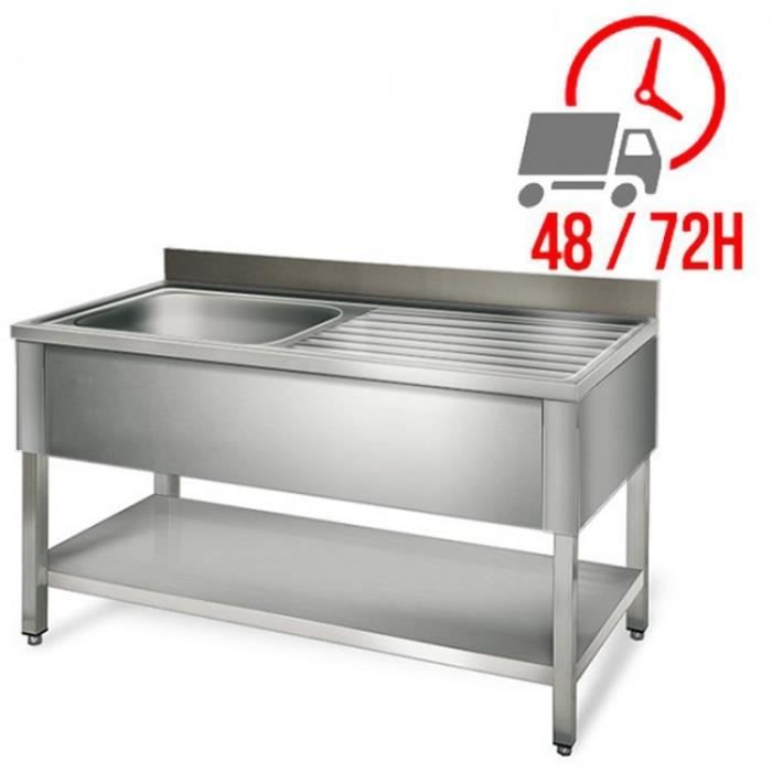Plonge inox 1 bac - 1200 x 700 mm égouttoir droit / GOLDINOX -- LIVRAISON OFFERTE SOUS 48/72 ...