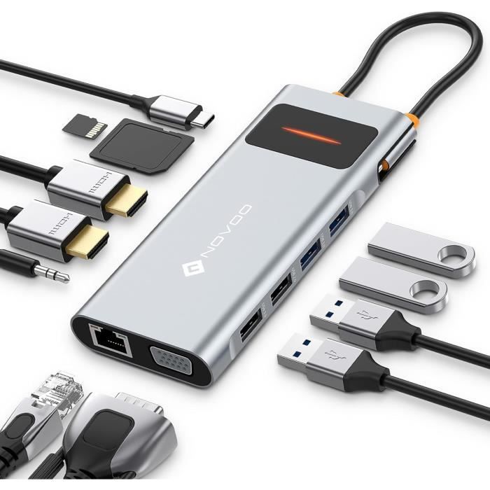 Docking Station Avec Double Moniteur, 12-En-1 Station D'Accueil Usb C ...