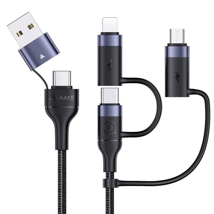 Câble Multi USB 60W, 6 en 1 Multi Chargeur USB Câble de Charge Rapide ...