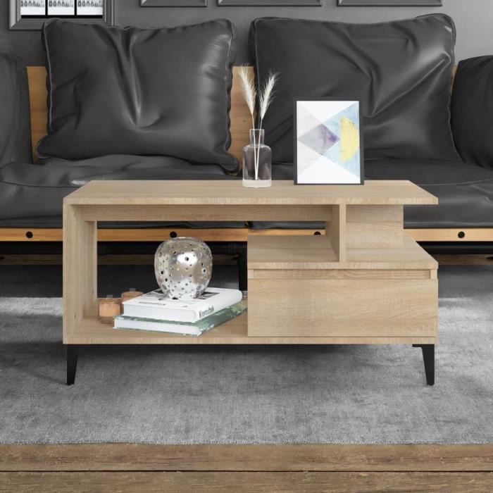 ETO- Table basse Chêne sonoma 90x49x45 cm Bois d'ingénierie ...