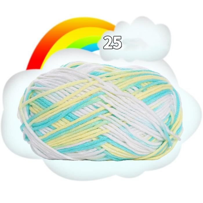 Fil de laine à tricoter en coton doux coloré 50G fils de laine épais au ...