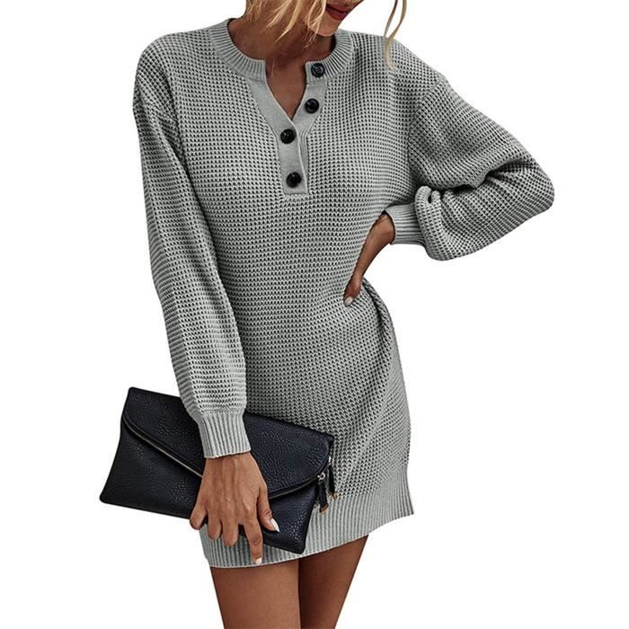 ROBE Drape Lady Color Solid Vol Vol à manches à manches longues à ...