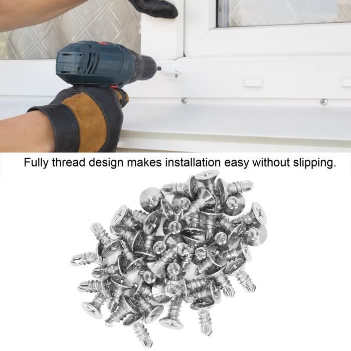 Vis de fixation - Lot de 200 vis autoperceuses à tête fraisée en acier inoxydable de 13 mm de ...