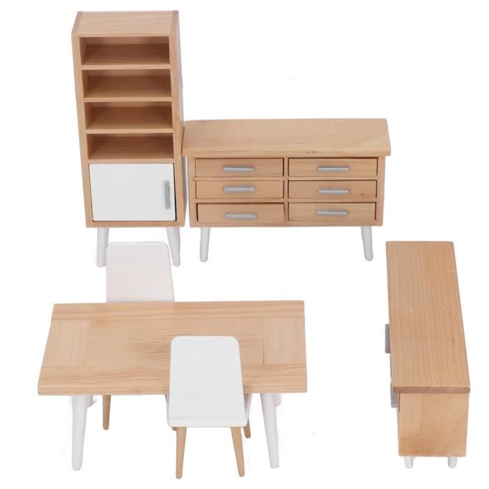 Ensemble de meubles de maison de poupée à l'échelle 1:12 6pcs Chaises miniatures en bois pour ...