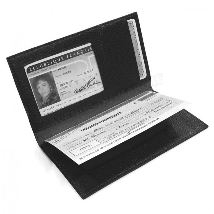 Porte chéquier cuir Noir Noir - Cdiscount Bagagerie - Maroquinerie