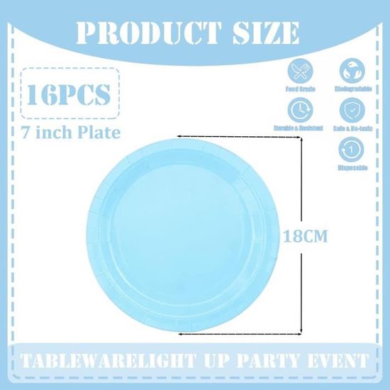 Assiettes Jetables Bleu - n179 - 16 Pièces - 18cm - Vaisselle Jetable ...