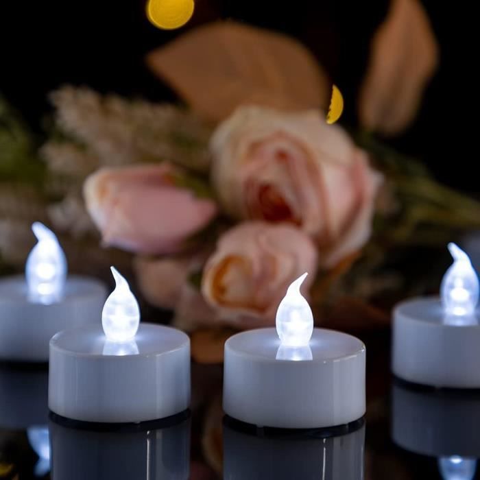 Lot De 50 Bougies Chauffe-Plat Led - Blanc Froid - Villement Réaliste Et Lumineux - Fonctionne ...