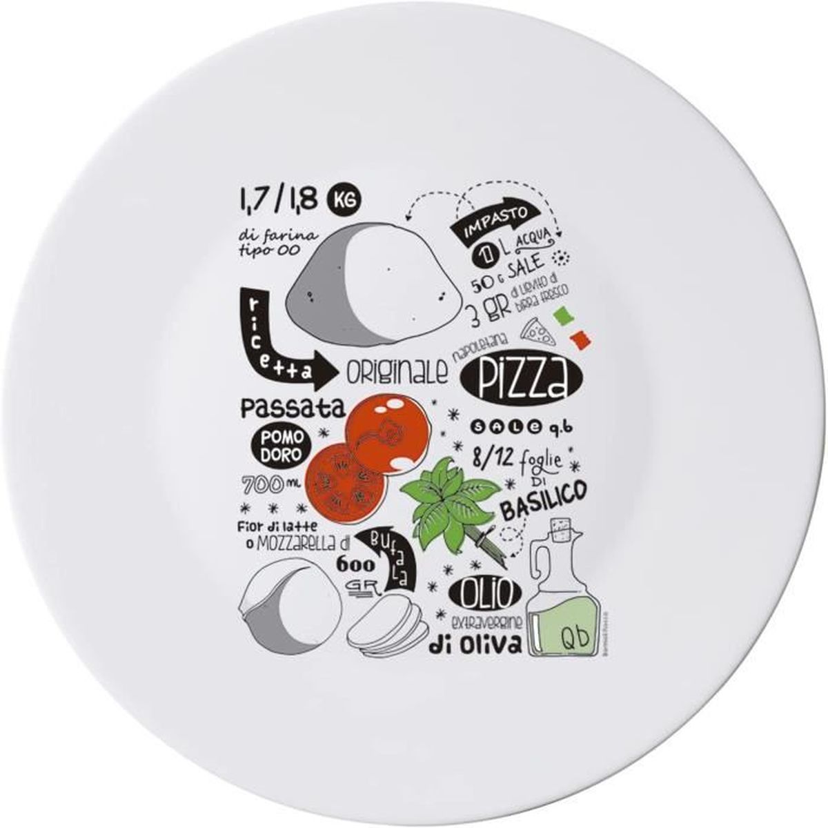 ASSIETTE A PIZZA RECIPE DE 33 CM - BORMIOLI - BILLIET - Cdiscount Maison