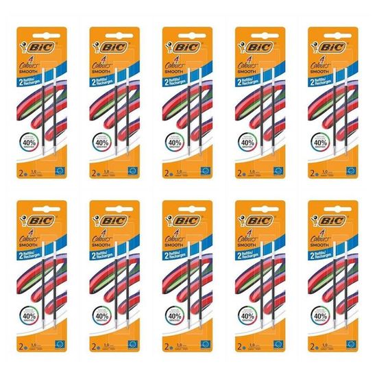 Bic Lot de 10 Packs 2 Recharges pour Stylo-bille 4 Colours Smooth S ...