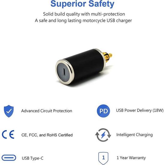 Cliff-top Chargeur Usb Moto Din Type C (hella) Compatible Motos (type ...