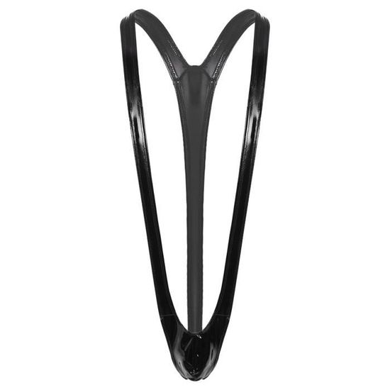 YONGHS Mankini Homme Sexy String Cuir Verni V-string Body Sous-vêtement ...
