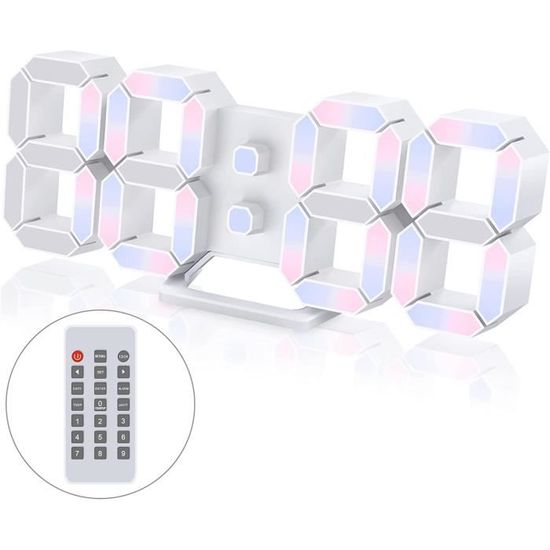 Horloge Murale Numérique LED 3D Grand Réveil Lumineux Fonction sans ...
