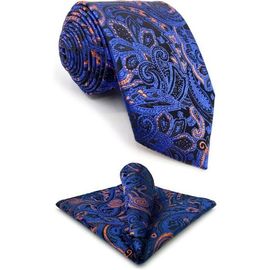 Shlax&Wing Cravates Pour Hommes Orange Bleu Cravate Ensemble Grand Et ...