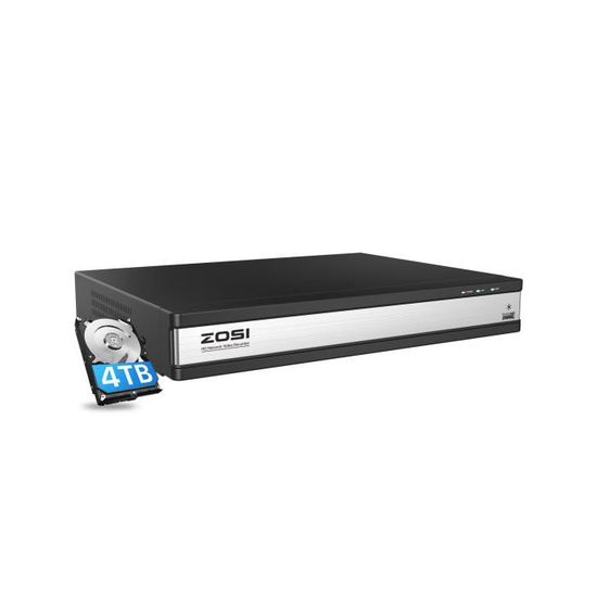 ZOSI 16CH 4K 8MP NVR PoE avec Disque Dur de 4 to Intégré, Compatible ...