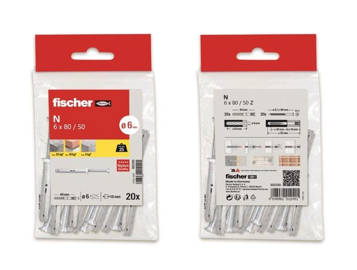 Fischer - 518045 - Chevilles et vis a frapper N 6 x 80, chevilles beton ...
