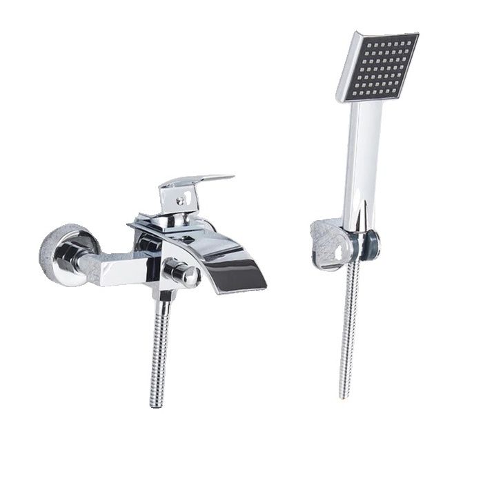 Ensemble de robinet de baignoire noir, bec de cascade, monté au mur ...